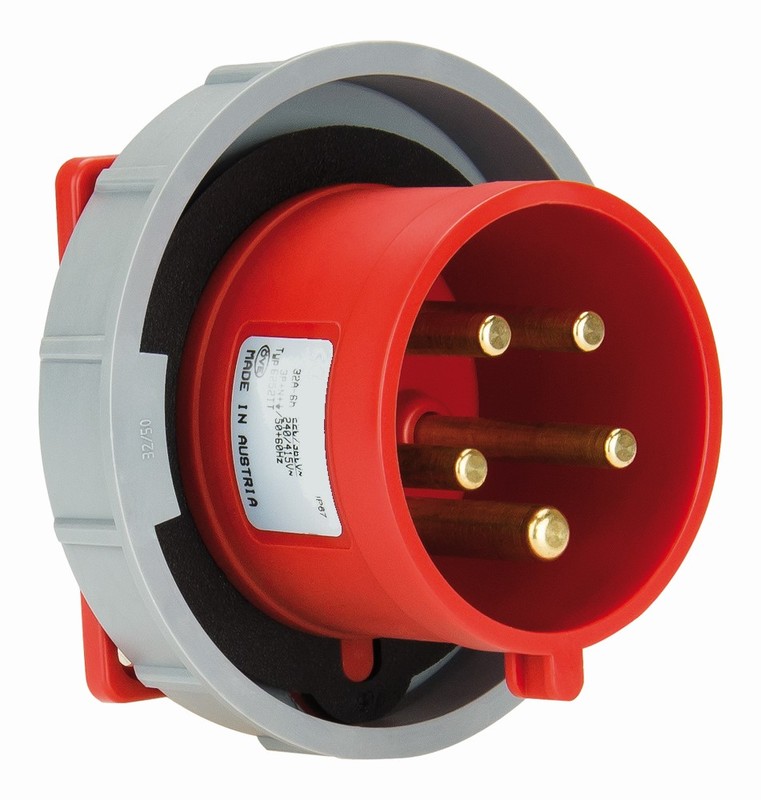 IP67 Male Inlet - 430B12W - Flange Mount Inlet - Globetron Controls Corp.