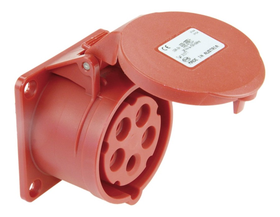 IP44 Female Receptacle - 420R7 - Flange Mount Receptacle - Globetron Controls Corp.